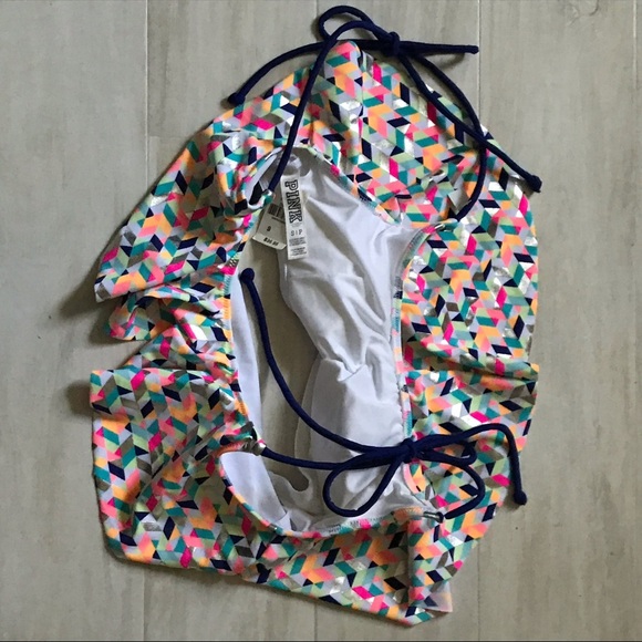 PINK Victoria's Secret | Swim | Vs Pink Flounce Ruffle Bikini Top Sp ...